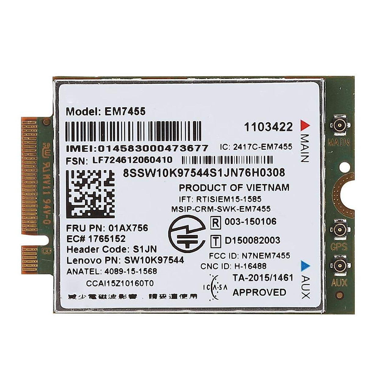 Portable 4G LTE Module for ThinkPad, EM7455 UMTS HSDPA HSPA + LTE 4G Network Card, Integrated Chipset, NGFF/M.2 Interface, Network Module for T460, T460p, T460s T470 T470S T470P X260 X270