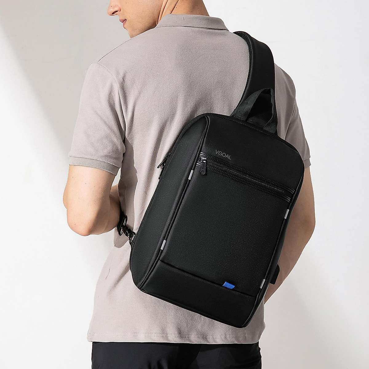 VGOAL Sling Backpack Men'S Chest Bag Shoulder Crossbody Sling Backpack for Men with USB Charging Port