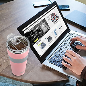 BUILT 24 Ounce Shasta Double Wall Vacuum Insulated Stainless Steel Coffee and Water Tumbler with Easy to Clean Flip to Open Lid, Pink