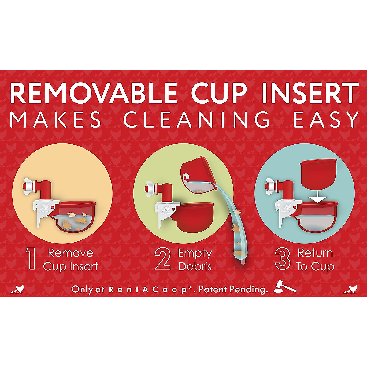 RentACoop DIY Automatic Chicken Waterer Cups for Any Chicken Watering System - Suitable for Tubing, Hardware Cloth, Buckets, Barrels, and More - Easy to Clean with Removable Cup Inserts - 7 Pack