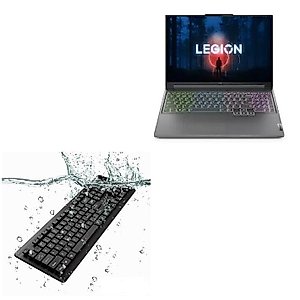 BoxWave Keyboard Compatible with Lenovo Legion Slim 5i (RTX 4050) - AquaProof USB Keyboard, Washable Waterproof Water Resistant USB Keyboard for Lenovo Legion Slim 5i (RTX 4050) - Jet Black