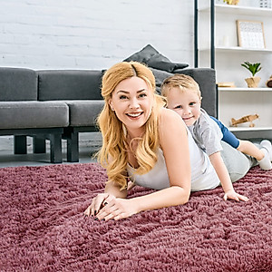 Merelax Soft Modern Indoor Large Shaggy Rug for Livingroom Bedroom Dorm Kids Room Home Decorative, Non-Slip Plush Fluffy Furry Fur Area Rugs Comfy Nursery Accent Floor Carpet 8x10 Feet, Blush