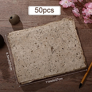 Geyee 50 Pcs 8.5 x 11 Inches Mulberry Rice Paper, Handmade Decoupage Paper Sheets Craft Vintage Washi Carfts DIY Painting for Kids Adults Calligraphy Drawing Writing Scrapbooking Art Supplies