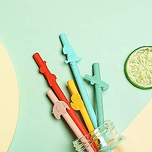 Kids Reusable Silicone Drinking Straws - Colorful Fun Animal Styled - Eco Friendly - Food Grade Silicone - Safe Non-Toxic - FREE Cleaning Brush
