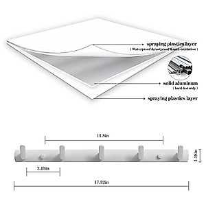 Fecraf Coat Hooks Wall Mounted White, Wall Hook Heavy Duty, White Modern Coat Rack Hooks for Wall, Wall Rack with Hooks for Bags Hat, Hooks for Hanging Towels Bathroom Hooks, Solid Aluminum