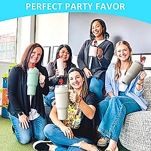 Bubbola 4Pcs Straw Covers Compatible with Stanley 40 OZ Tumbler Cups, Reusable Silicone Straw Tip Toppers for 0.4 inch/10mm Straws,Soft Protector Cover, Strawberry