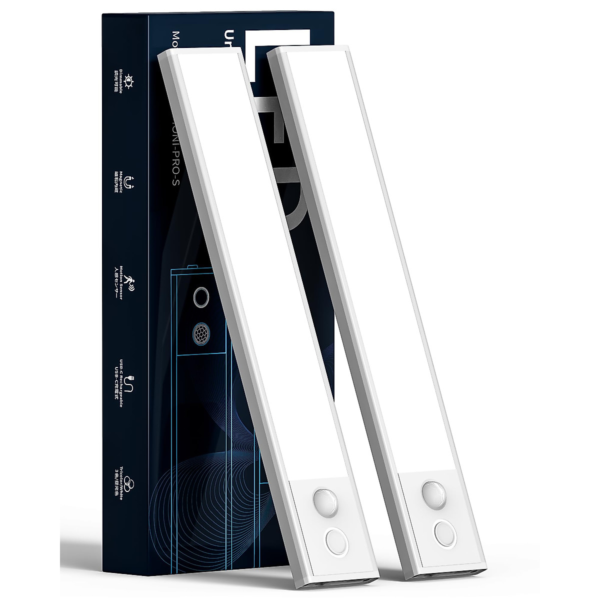 LED Under Cabinet Lighting Wireless,1500mAh USB-C Rechargeable LED Motion Sensor Light Indoor Closet Lights Motion Sensored Under Counter Lights for Kitchen Lights Under Cabinet(White,9.8inch)