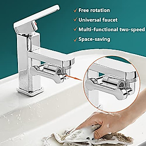 Faucet Extender Aerator Universal 1080 Rotation Faucet Sink Sprayer Attachment Swivel Robotic Arm Faucet Adapter for Kitchen Bathroom Laundry, 2 Water Outlet Modes