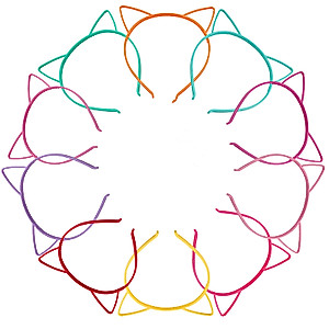 Zifengcer 10 Pcs Plastic Cat Ears Headbands for Kids Girls Women Multicolor Cute Sawtooth Kitty Ears Headwear Gifts Party Halloween Birthday Supplies