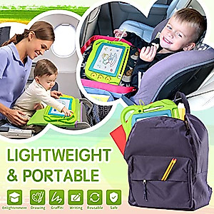 AiTuiTui Magnetic Drawing Board Mini Travel Doodle, Erasable Writing Sketch Colorful Pad Area Educational Learning Toy for Kid/Toddlers/Babies with 3 Stamps and 1 Pen (Green)