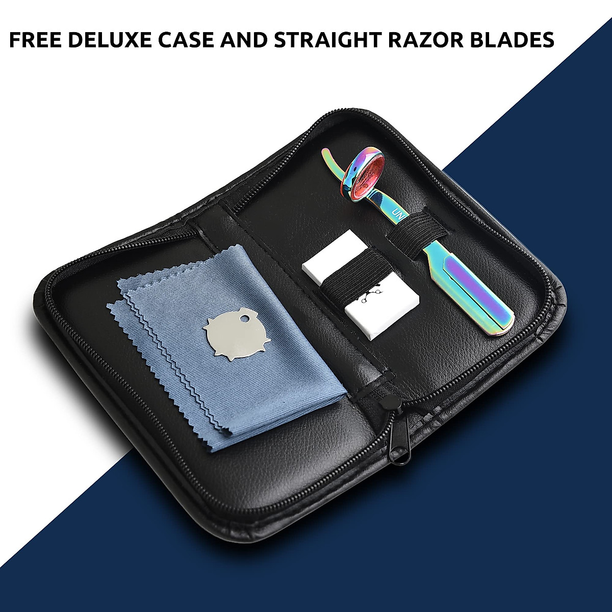 Straight Razors for Men - Professional Barber Razor for Close Shave with Premium Quality Edge, Blades Pack & Maintenance kit included with Pouch