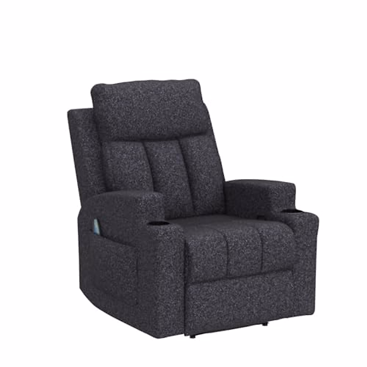 ANJ Massage Recliner Chairs with Cup Holders Breathable Fabric Manual Recliners with Heat for Living Room, Modern Reclining Single Sofas (Dark Grey)