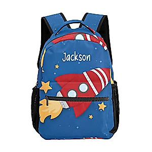 BEYODD Custom Kids Backpack, Personalized Student School Bags for Boys & Girls, Bookbags for Travel Red Rocket