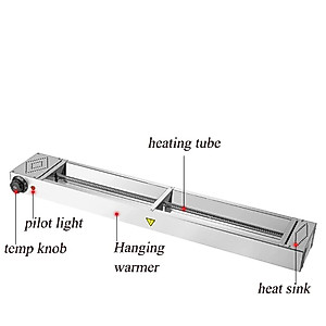 24" Overhead Food Heat Lamp Infrared Strip Heater Hanging Food Warmer Lamp