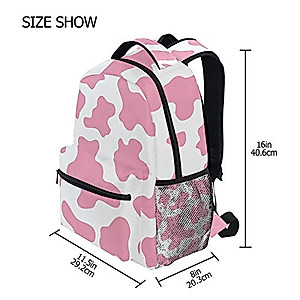 My Little Nest Casual School Backpack Pink Cow Spots Lightweight Travel Daypack College Shoulder Bag for Women Girls Teenage One_Size