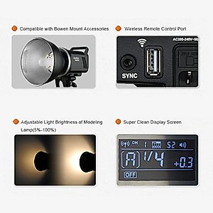 Godox MS300 300W 2.4G Built-in Wireless Receiver Lightweight, Compact and Durable Studio Flash Bowens Mount and 150W Modelling Lamp with Standard Reflective