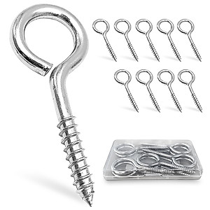 10 Pcs Eye Hooks Screw - 2.5 Inches Stainless Steel Eye Screws for Wood - Anti-Rust & Anti Corrosion Self Tapping Eye Hooks for Indoor & Outdoor use (Silver)