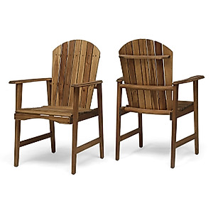 GDFStudio Outdoor Weather Resistant Acacia Wood Adirondack Dining Chairs (Set of 2), Natural Finish
