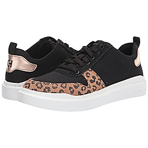 Cole Haan Women's Grandpro Rally Canvas Court Sneaker, Black/Printed Leopard/Rose Gold/Optic White Outsole, 6