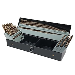 GMTOOLS 115Pcs Cobalt Drill Bits Set, M35 High Speed Steel, 135 Degree Tip, Twist Jobber Length Drill Bit Kit for Hardened Metal, Plastic and Wood with Metal Indexed Storage Case, 1/16"-1/2"