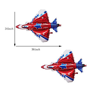 Airplane Balloons Fighter Jet Airplane Ballons Travel Balloons Airplane Shaped Foil Mylar Balloons for Baby Shower Kids' Boys Birthday Party Supplies Decorations
