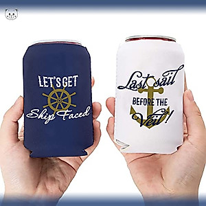 KARAQY Nautical Bachelorette Party Bride Vibes Can Cooler - 12 Pcs Bachelorette Drink Sleeve for Bridal Shower, Engagement Party Decoration and Bride To Be Gift Bridesmaid Gifts