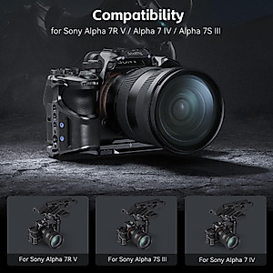 SmallRig Cage Kit w/Cable Clamp for Sony Alpha 7R V/Alpha 7 IV/Alpha 7S III, Camera Cage w/Multiple Accessory Mounting Points, Built-in Quick-Release Plate for Arca-Swiss - 4308