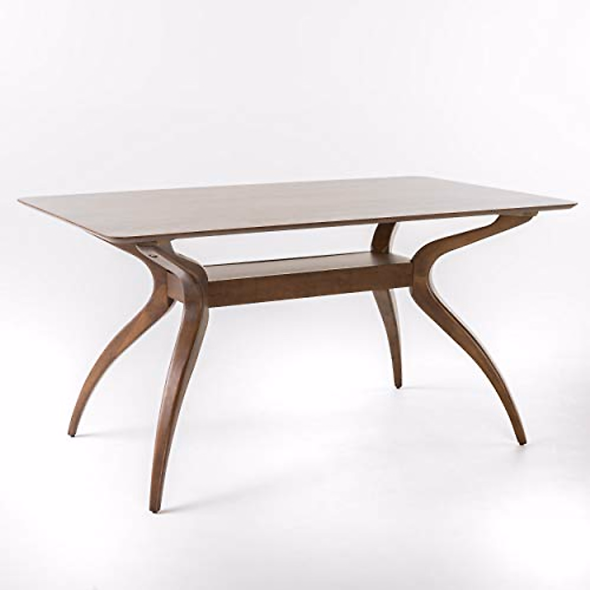 Christopher Knight Home Idalia Curved Leg Rectangular Dining Set, 5-Pcs Set, Natural Walnut / Light Beige