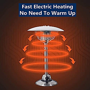 NaoSIn-Ni Commercial Table Top Patio Heater, Portable Mini Outdoor Heater Propane, Freestanding Garden Heater, Modern Stainless Steel Umbrella Shape
