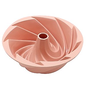 NEZART Silicone Cake Pans, Savarin Kitchen Cake Pans Mold, Non-stick Fluted Cake Pan with Spiral Design for Cake Jello Bread Birthday Party Perfect Bakeware for Cake, Jello, Gelatin, Bread