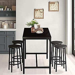 AWQM Counter Height Table with 4 Stools, 5-Piece Pub Table Set for Small Space Kitchen Breakfast Table, Bar Table and Chairs Set, Kitchen Dining Table Set, Space Saving Furniture (Black)