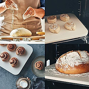 Ritual Life Pizza Stone for Oven and Grill with Wooden Pizza Peel Paddle & Pizza Cutter Set - Detachable Serving Handles - BBQ Grilling Accessories - Baking Supplies - 15 inch x 12 inch Large Stone