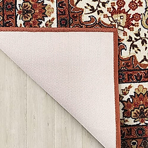 Antep Rugs Alfombras Oriental Traditional 8x10 Non-Skid (Non-Slip) Low Profile Pile Rubber Backing Indoor Area Rugs (Rust Brown, 7'10" x 10')