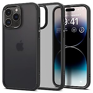 Spigen Ultra Hybrid for iPhone 14 Pro Case [Anti-Yellowing Technology] [Military Grade Drop Protection] Phone Case for iPhone 14 Pro - Frost Black