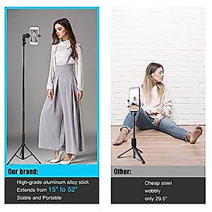 Selfie Stick Tripod 52 Inch Cell Phone iPhone Tripod Stand with Bluetooth Remote Smartphone for iPhone 11 Xs X 6 7 8, Android Cellphone Gopro Camera Mount Portable Monopod Feet Travel Lightweight …