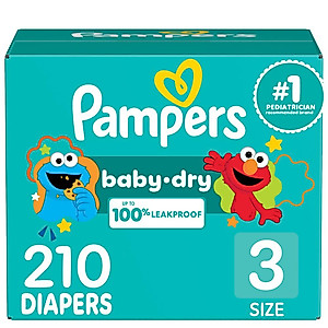 Diapers Size 3, 210 Count - Pampers Baby Dry Disposable Baby Diapers (Packaging & Prints May Vary)