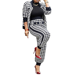 LKOUS Women's Sweatsuits Tracksuit, Pants Suits for Women Dressy, Womens Suits for Work Professional Black XXXL