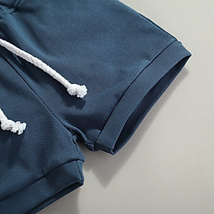 CIYCUIT 2Pcs Baby Boy Summer Clothes Infant Toddler Solid Color Sleeveless Tank Tops Shorts Set Blue 12-18 Months