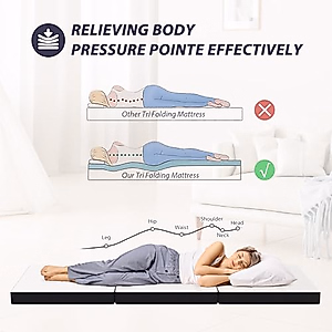 Tri-Fold Gel Memory Foam Mattress - Portable, Foldable Mattress with Washable Cover & Non-Slip Bottom & Breathable Sides, CertiPUR-US Certified, Fiberglass Free, 4 Inch Small Twin