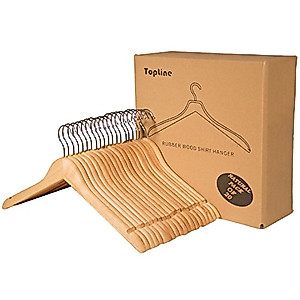 Topline Classic Wood Shirt Hangers - 20-Pack (Natural)