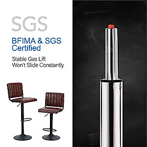 ALPHA HOME Bar Stools Set of 2 PU Leather Bar Chairs with Back Adjustable Kitchen Height Stools Pub Bistro Bar Counter Height Stools Modern Square Seat Chairs 360°Swivel Stools 300lbs Capacity Brown