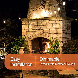 Classyke 48ft LED Outdoor String Lights for Patio Garden Yard Deck Cafe Wedding Dimmable Waterproof Commercial Grade [UL Listed]
