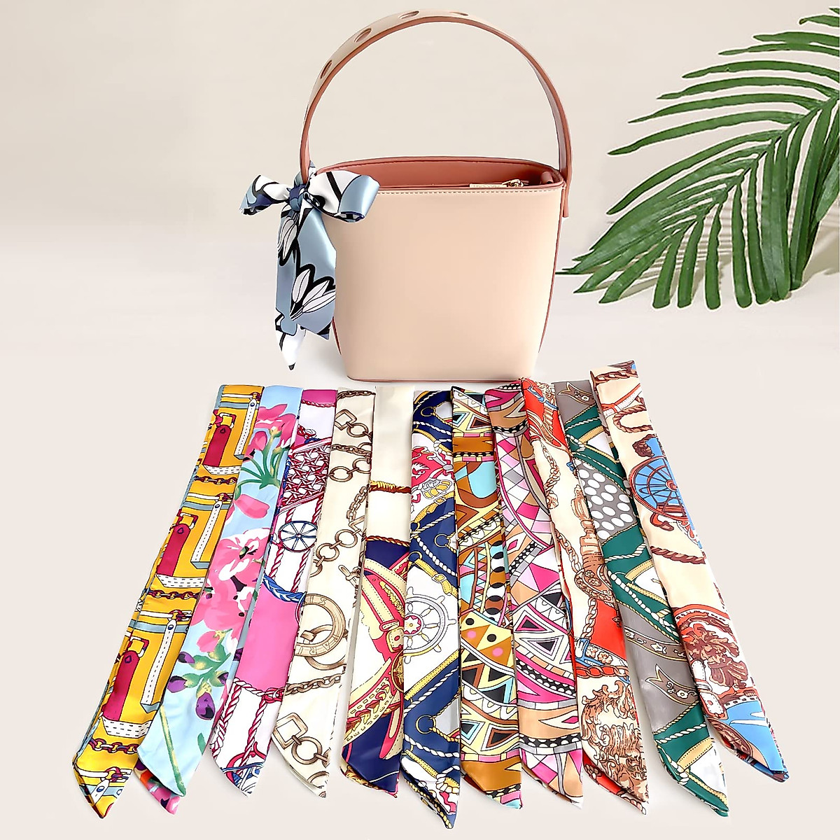 RainFlowwer Hairband Handbag Handle Ribbon, 12Pcs Neckerchief Package for Purse Decor, Hair Bracelet and Neck Accessory, Versatile Gift Set for Girls