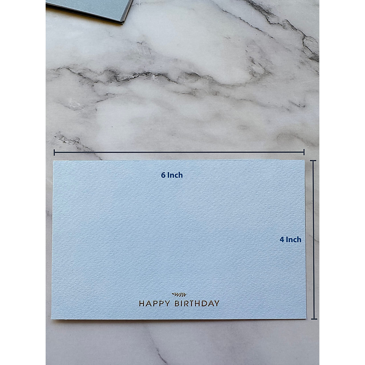 RUN2PRINT Happy Birthday Cards With Envelopes & Stickers - Elegant Dusty Blue Emboss Gold Foil Pressed - Blank Notes Wedding, Bridal, Baby Shower, Business and Formal All Occasion Cards (Dusty Blue)