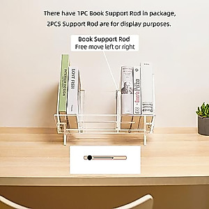 Aizesuro Acrylic Tabletop Bookcase, Bookshelves with Free Move Book Support Rod, Cd/Magazine Storage Desktop Organizer Rack for Home Office, Living Room, Bedroom