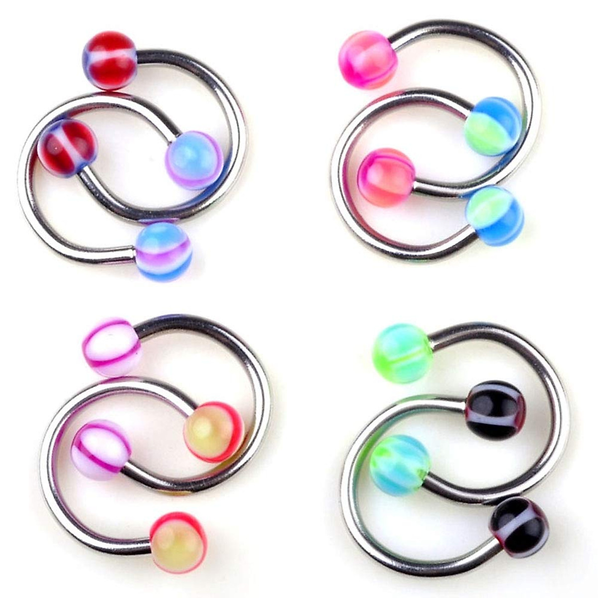 yantu 50 Pcs 18g Ball Circulars Horseshoes Eyebrow Lip Belly Rings Body Piercing Jewelry Unisex
