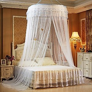 Princess Lace Dome Fantasy Mosquito Netting Hanging Round Canopy Bed Net Height 2.7 m/106 in