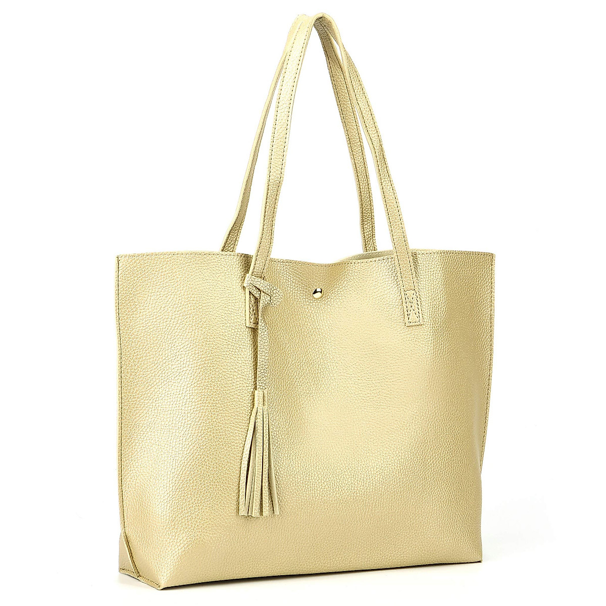 Nodykka Women Tote Bags Top Handle Satchel Handbags PU Pebbled Leather Tassel Shoulder Purse,One Size,Gold3