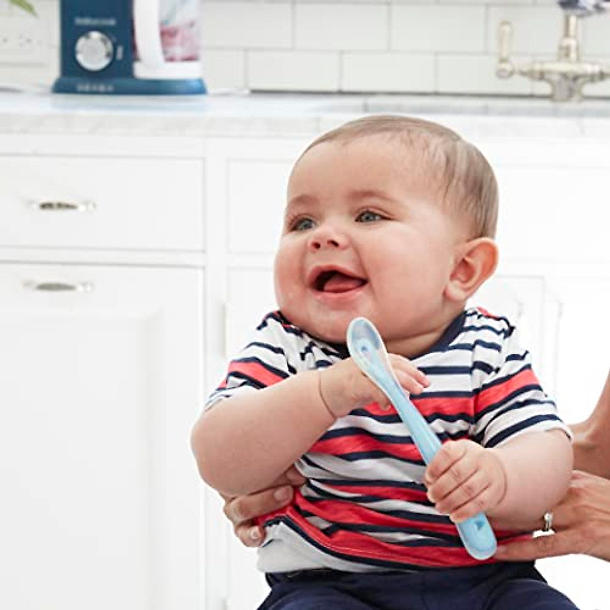 BEABA First Stage Baby Feeding Spoon Set, The Original Soft Tip Silicone Spoons for Babies, Gum Friendly BPA Lead Phthalate and Plastic Free, Great Gift Set (4 Pack), Rose