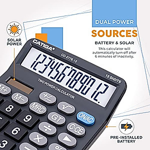 Premium Commercial 12-Digit Large Desktop Calculator with Huge 5-Inch LCD Display Screen, Giant Responsive Buttons, Battery and Solar Powered, Perfect for Home/Office Accounting Finance Use, CD-2776